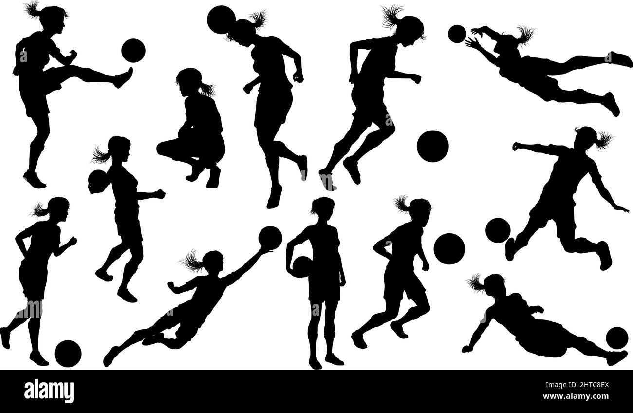 Silhouette De Football Féminin Banque Dimages Noir Et Blanc Alamy