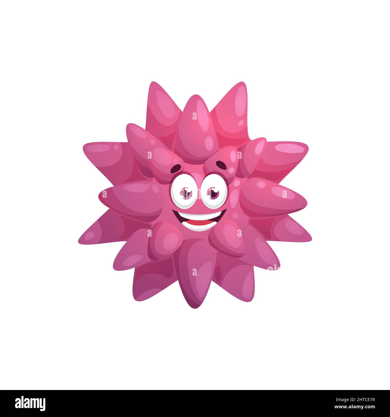 Personnage violet de virus de dessin animé. Mascotte de vecteur de ...