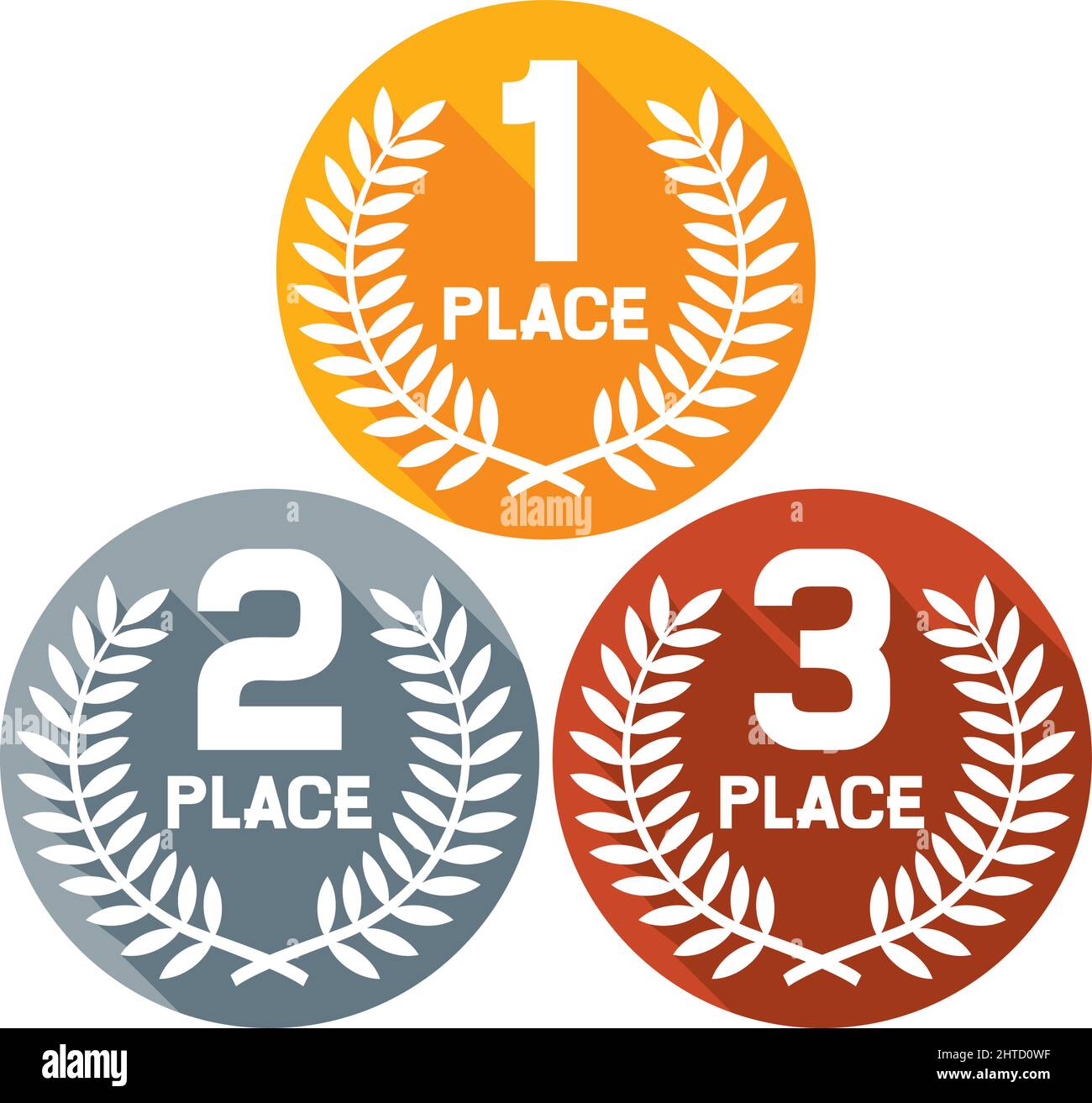 Première, deuxième et troisième place icône plate (ensemble de symboles ...
