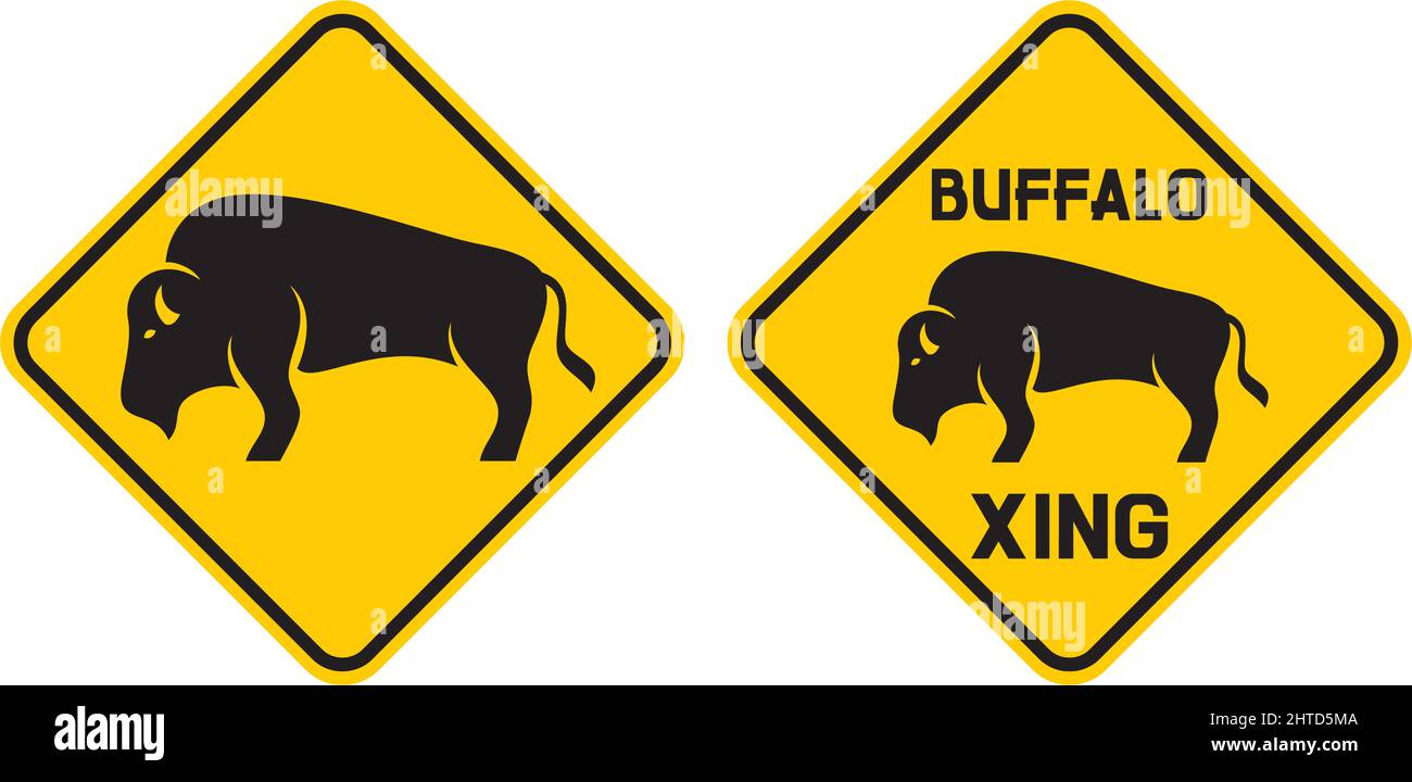 Sign caution not approach bison Banque d'images vectorielles - Alamy