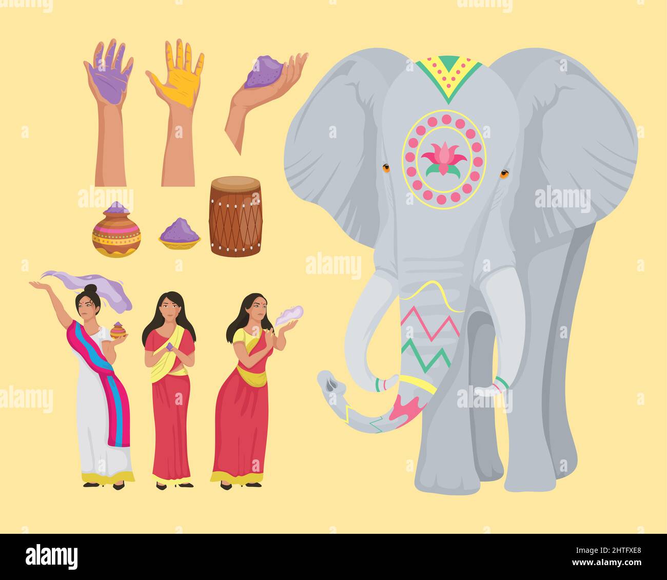 Holi festival india elephant Banque d'images vectorielles - Alamy