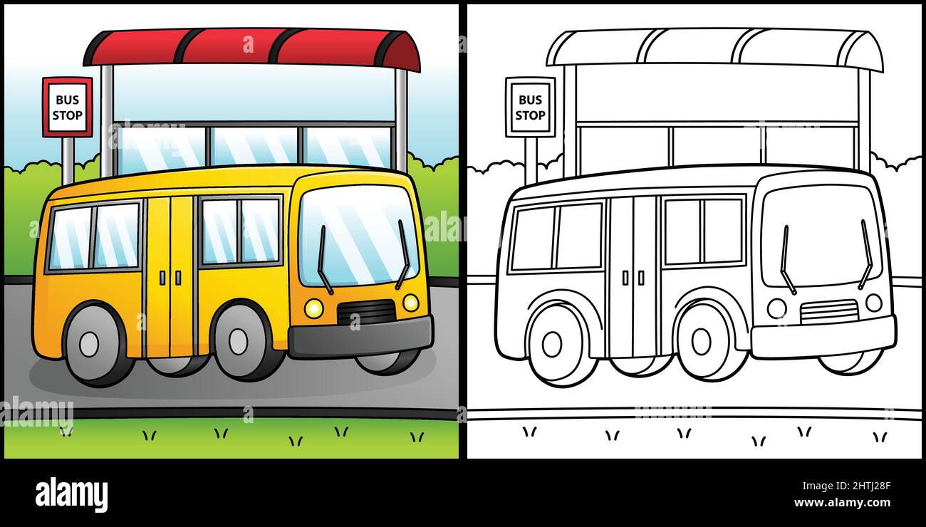 Page de coloriage de bus Illustration du véhicule Image Vectorielle ...
