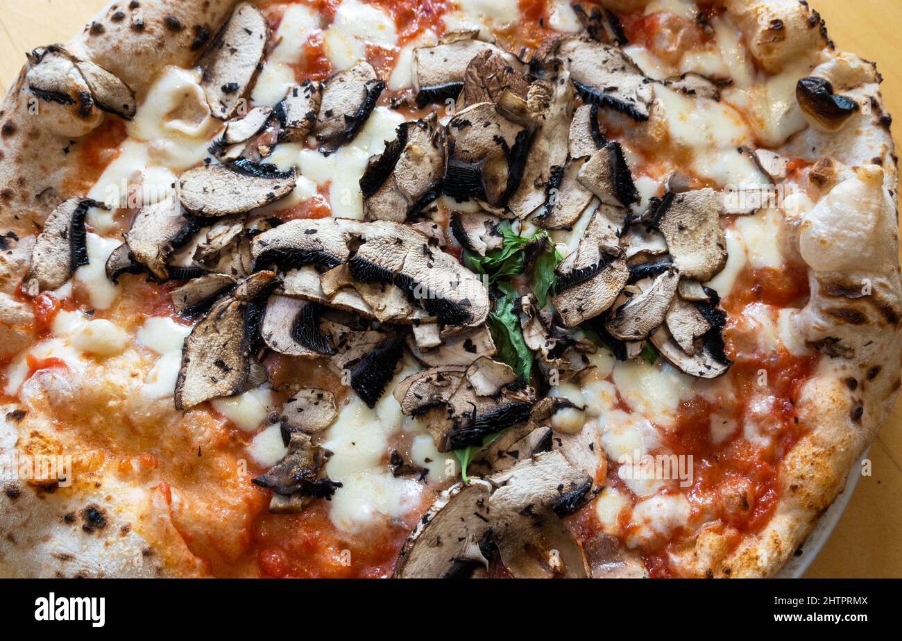 Pizza aux tomates et champignons Banque de photographies et d’images à ...