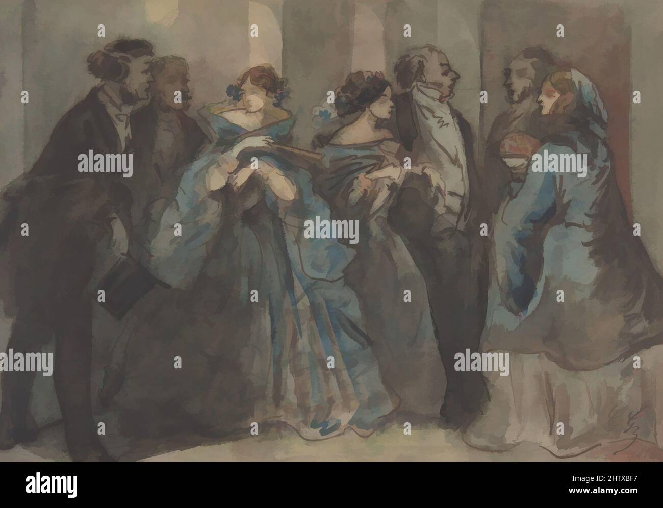 Art inspiré par le départ du Théâtre, 19th siècle, stylo et encre brune ...