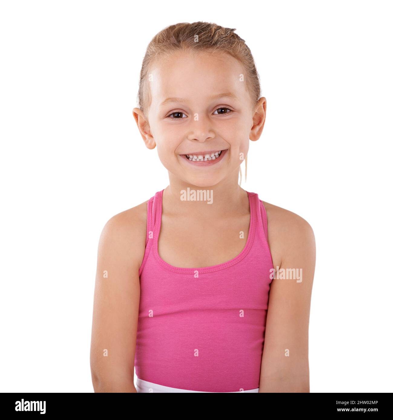 Cette petite fille fait des choses à sa façon. Gros plan portrait d'une ...