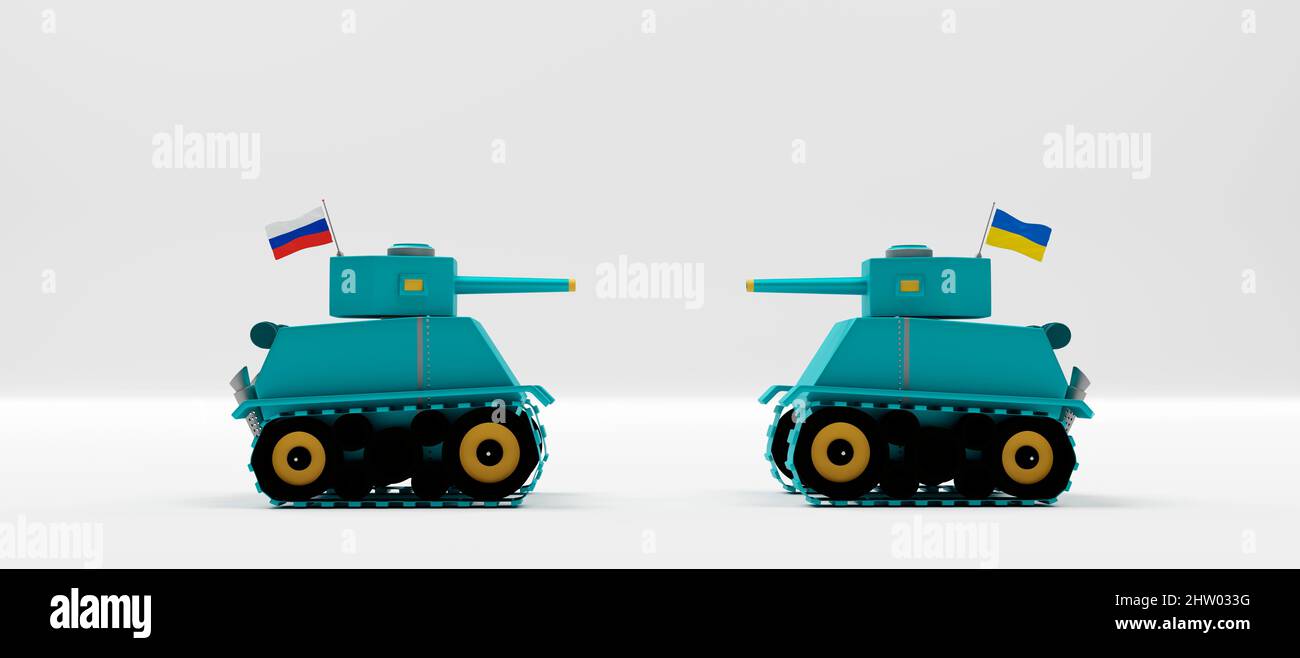 L'Ukraine contre la Russie - tank et véhicule blindé se battent dans le ...