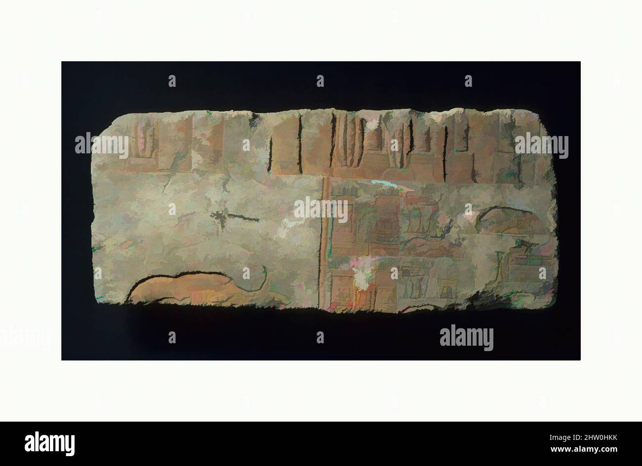 Art inspiré par relief avec scène de temple, Nouveau Royaume, période ...