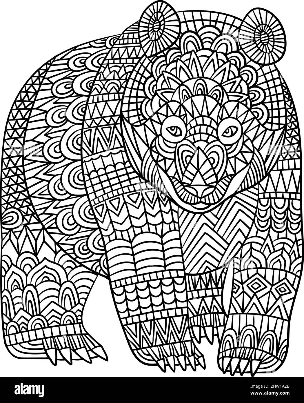Pages de coloriage Mandala ours pour adultes Image Vectorielle Stock ...