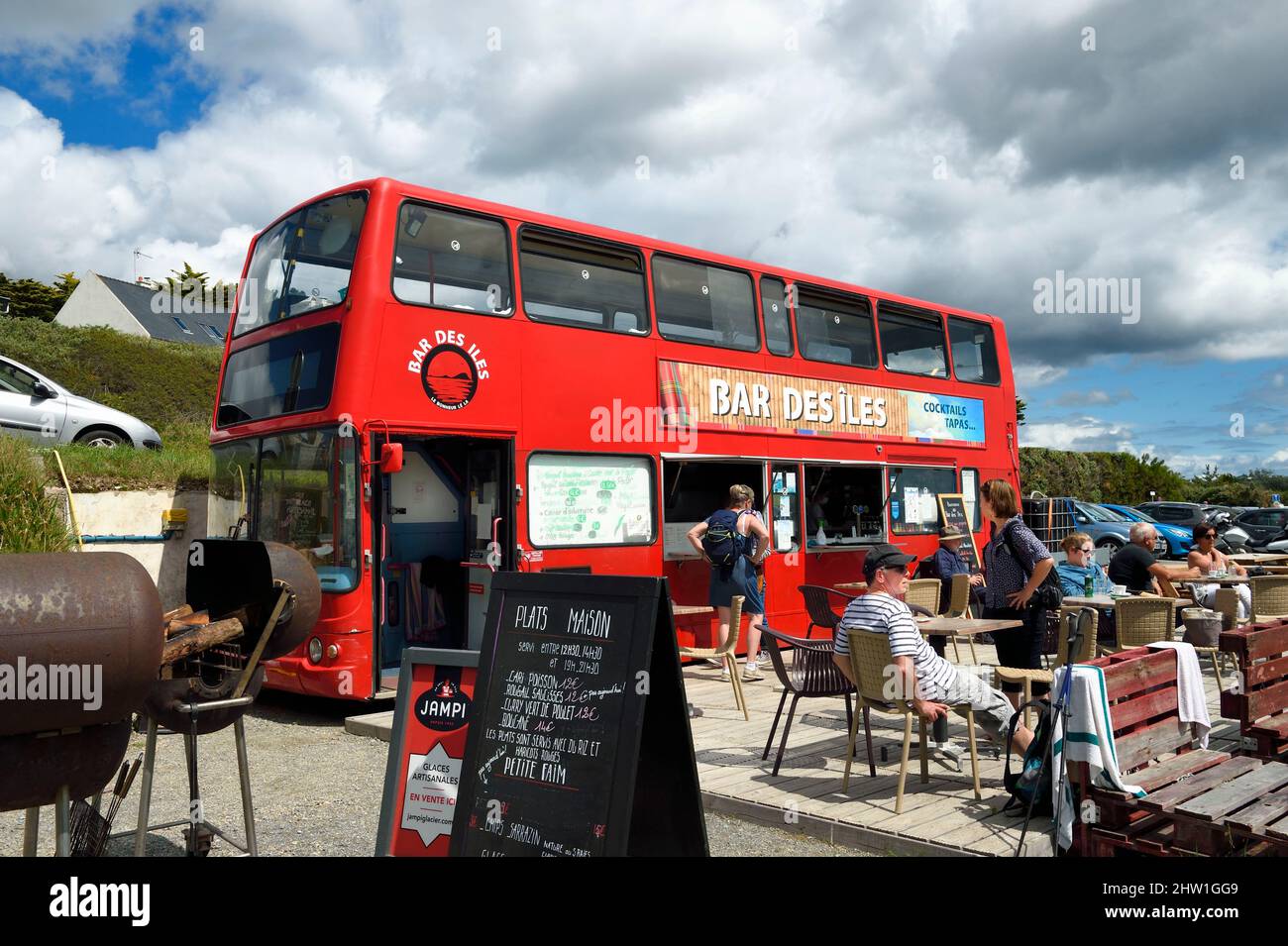 France, Finistère (29), Moelan sur Mer, le restaurant de bus le Bar des ...