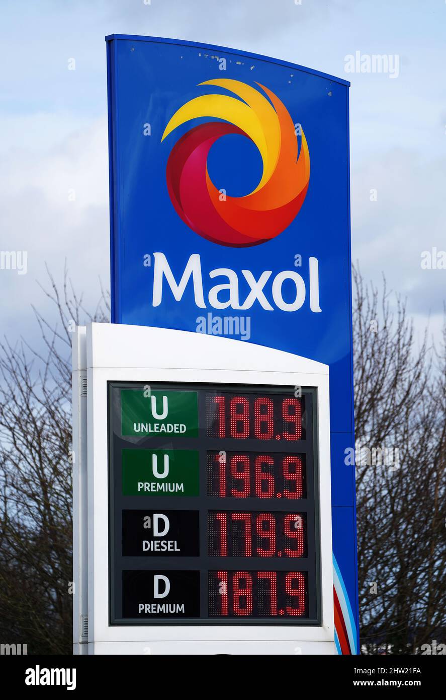Le prix du carburant a affiché la station-service Maxol M3 Mulhuddart à ...