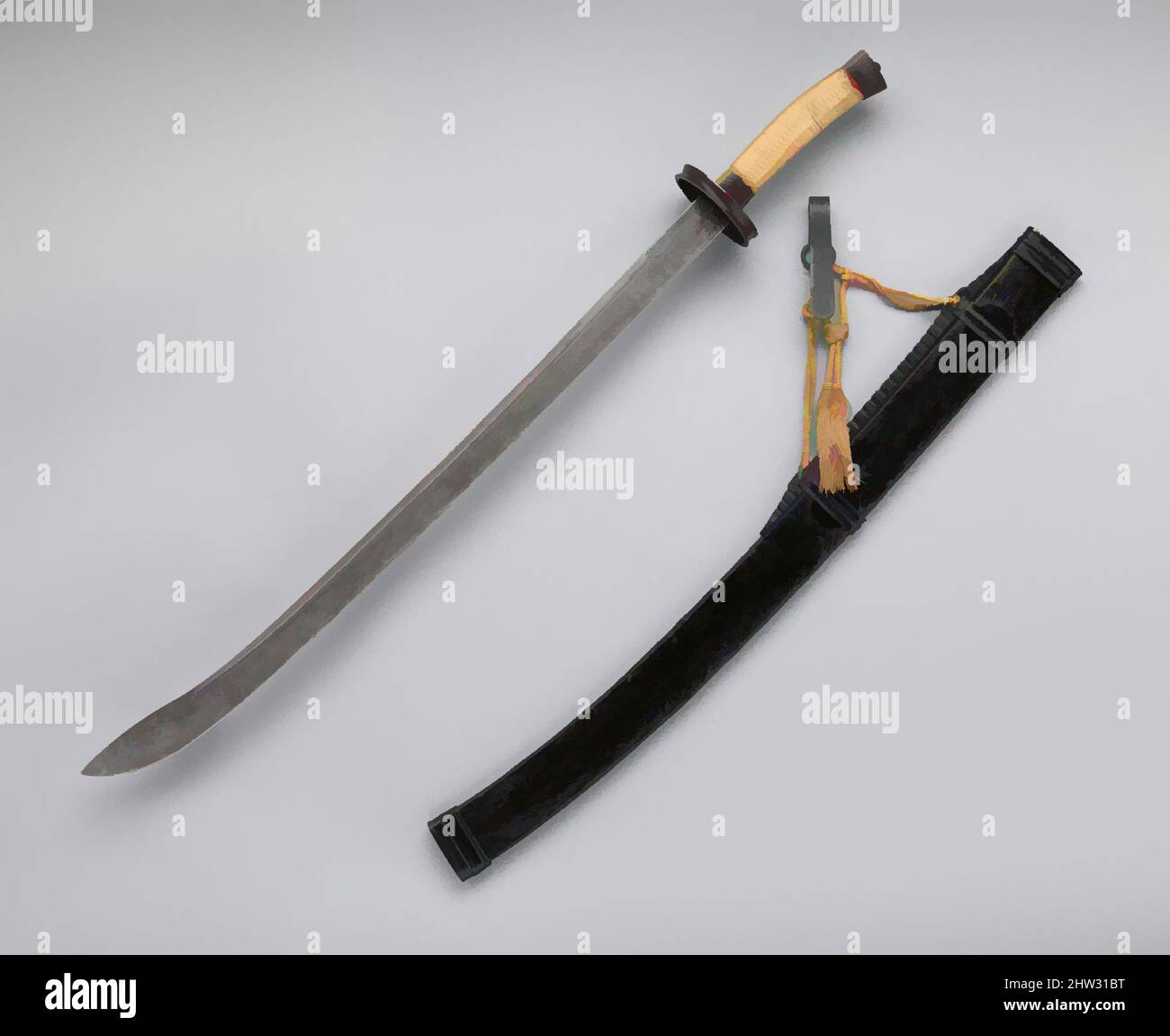 Art inspiré par le sabre avec le fourreau et le crochet de ceinture (清 ...