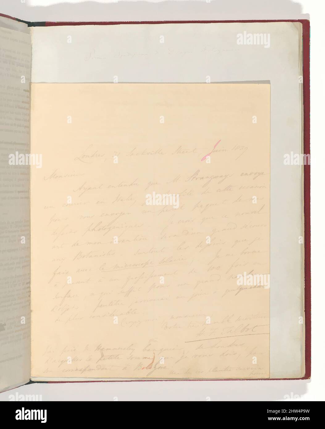 Art inspiré par le manuscrit lettre de W. H. Fox Talbot à Antonio ...