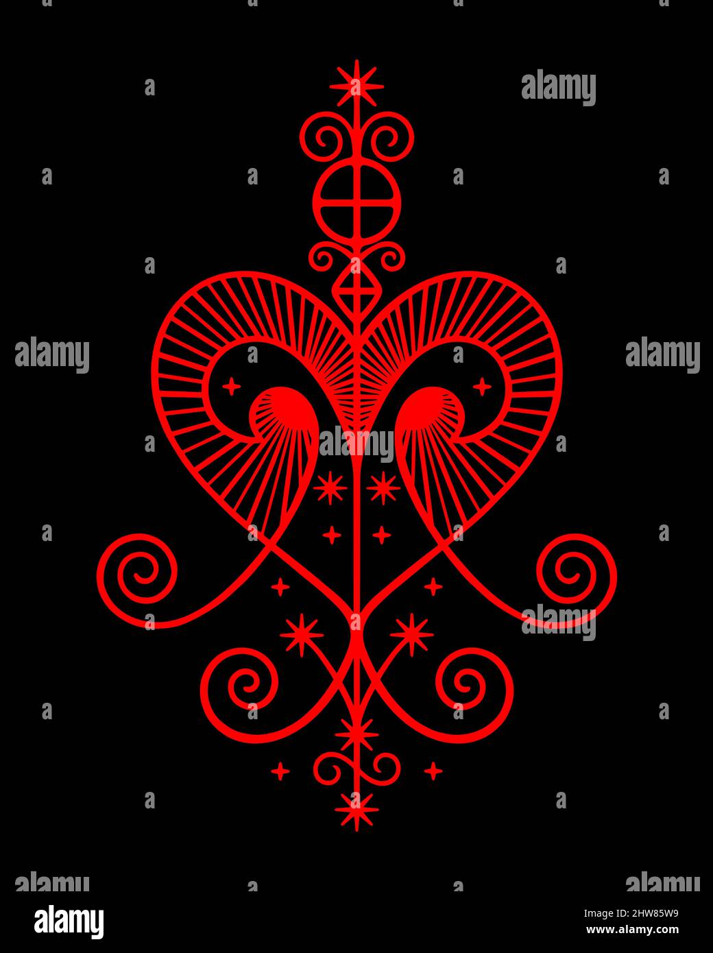 Erzulie Freda veve symbole voodoo haïtien Image Vectorielle Stock - Alamy