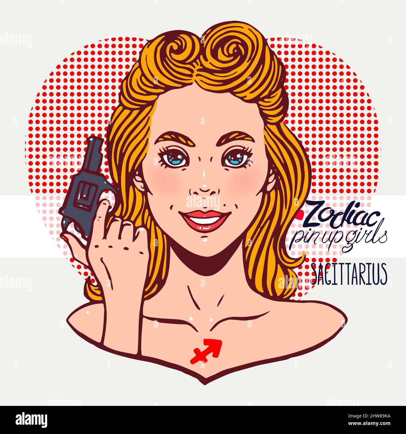 Signes Du Zodiaque Sagittaire Comme Une Fille Dans Le Style De Pin Up