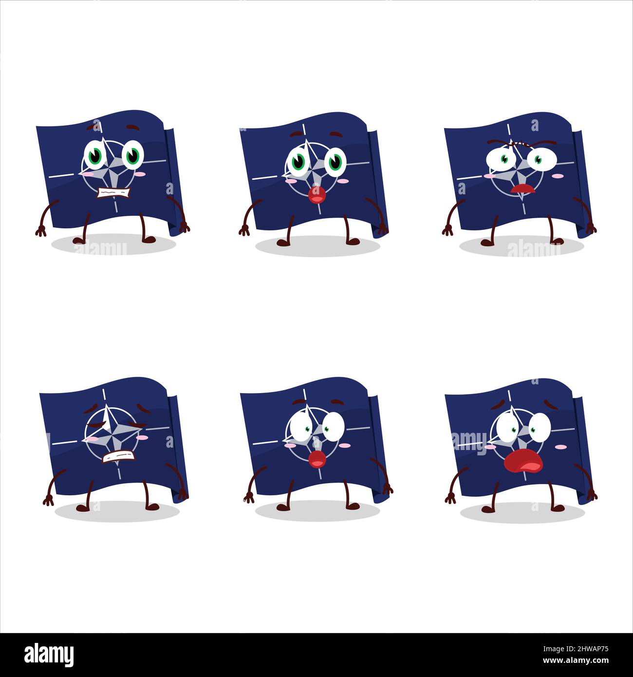 Personnage de dessin animé du drapeau de l'otan avec une expression ...