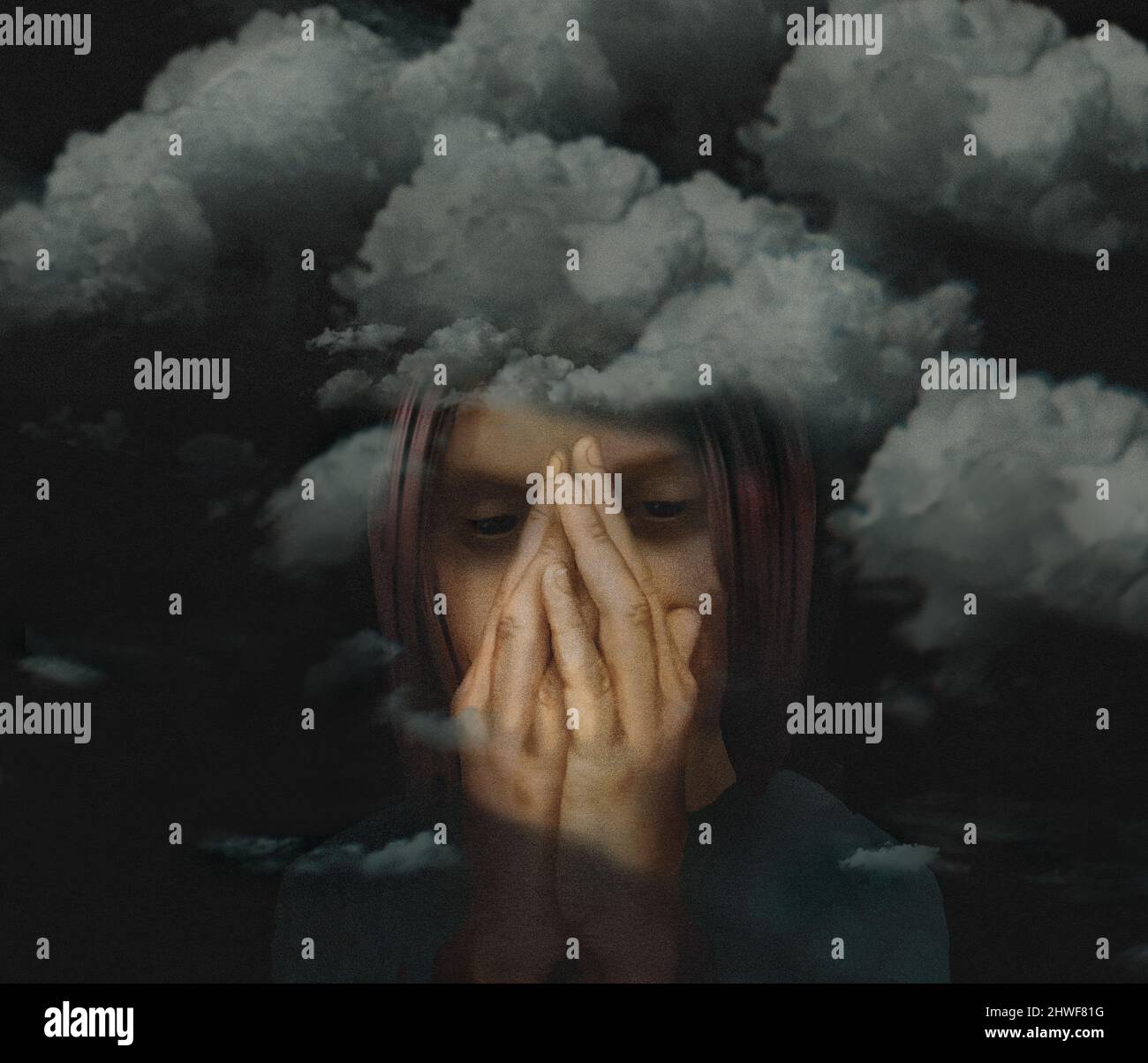 Dessin de femme qui pleure Banque de photographies et d’images à haute résolution - Alamy