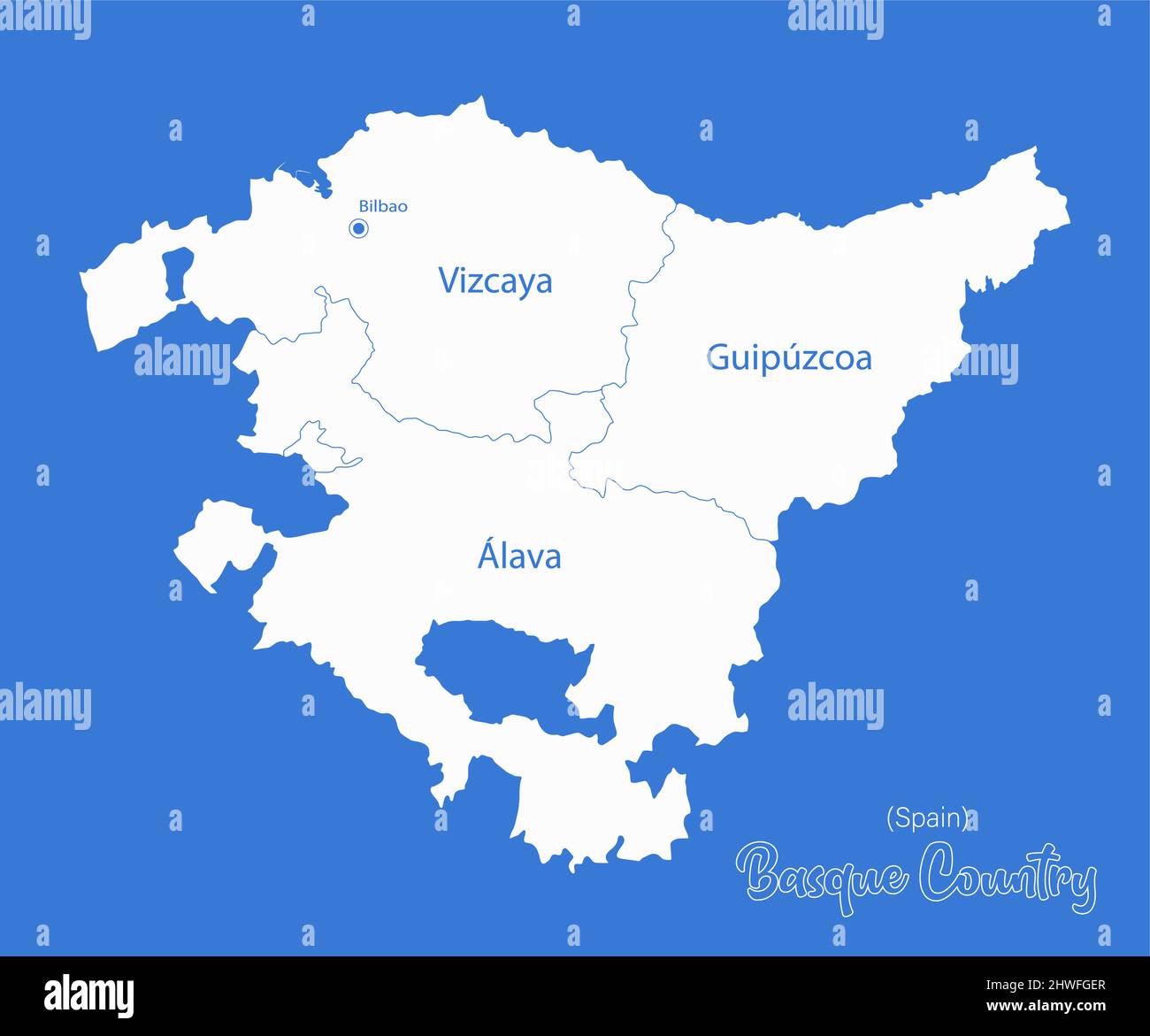Carte du pays basque, divisions administratives, noms des régions, fond ...
