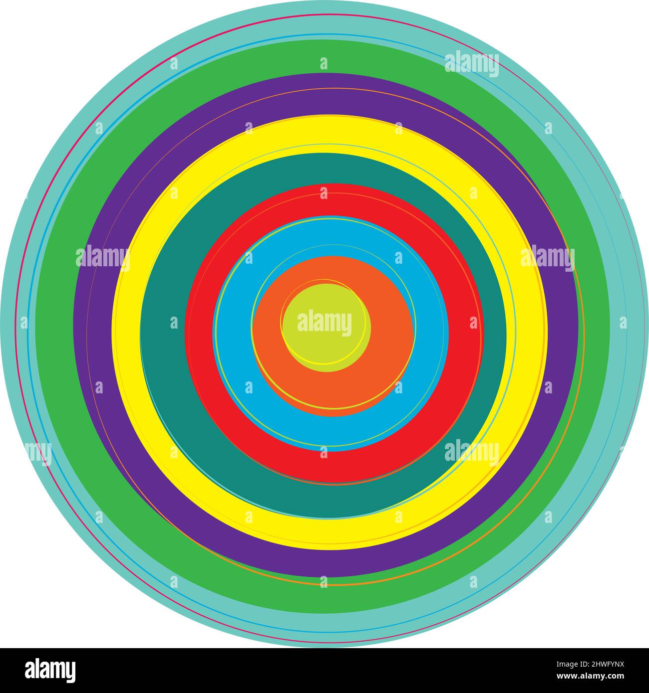 Cercles concentriques colorés et aléatoires, anneaux - illustrations ...