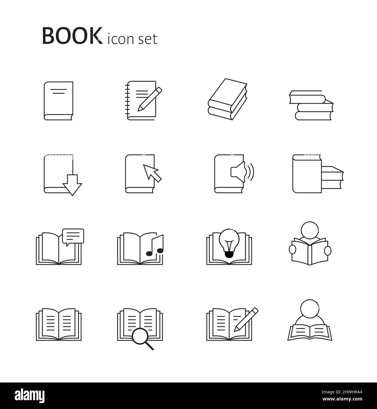 Ensemble d'icônes simples linéaires plates. Groupe de pictogrammes pour ...