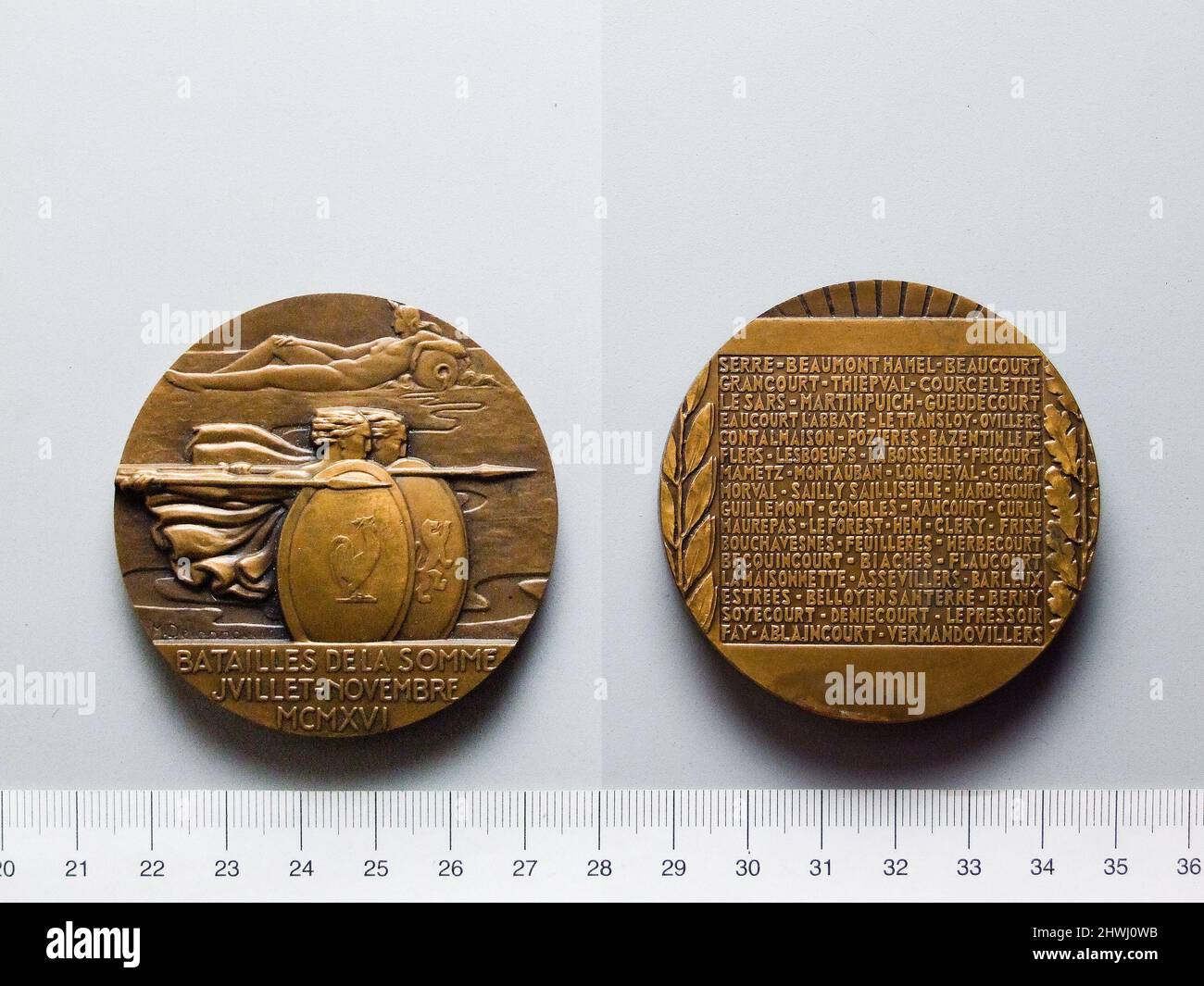 Médaille commémorant la bataille de la somme, première Guerre mondiale ...