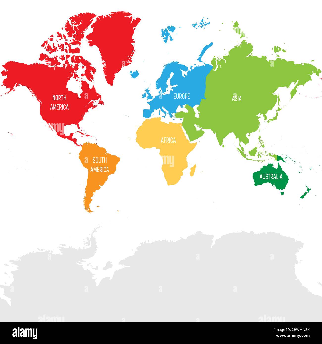 Carte politique colorée continents du monde Image Vectorielle Stock - Alamy