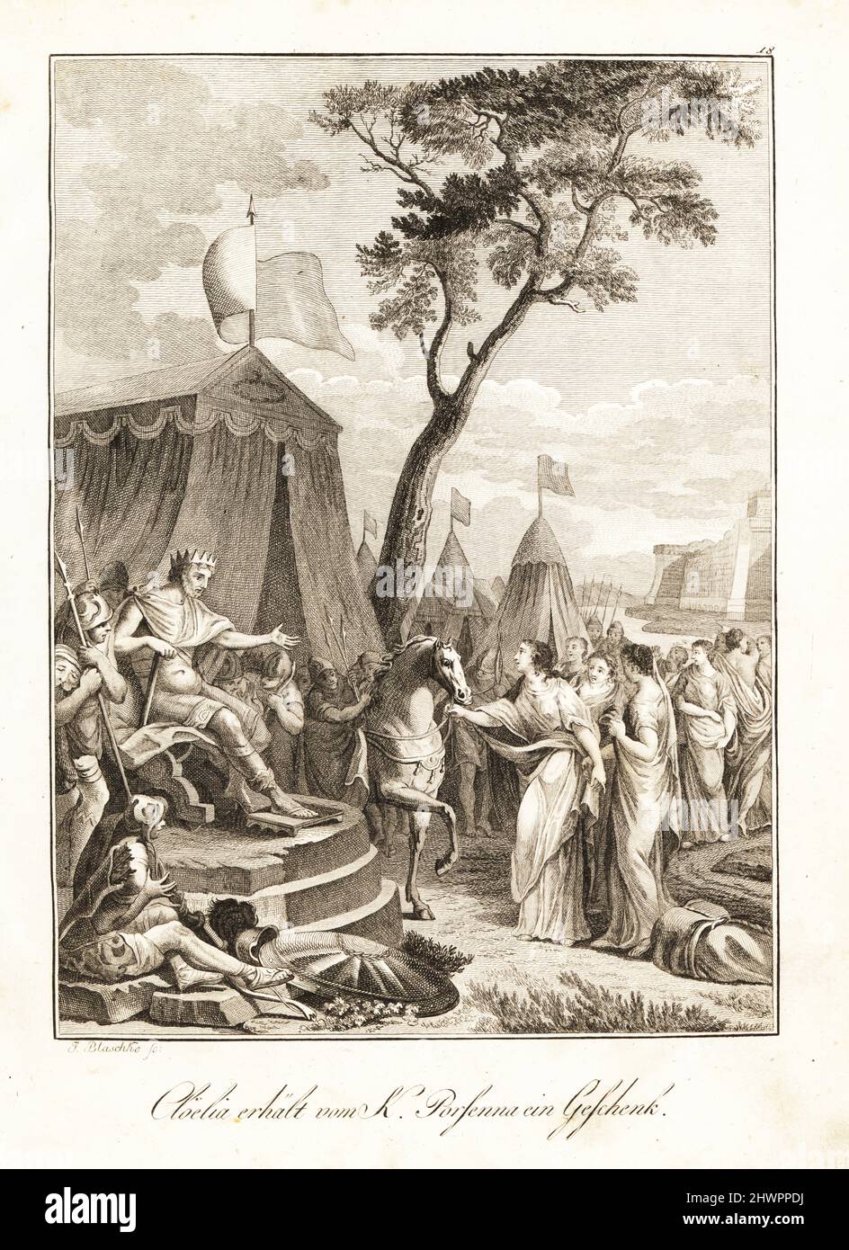 Lars Porsena, étrusque roi de Clusium, présentant Cloelia en otage ...