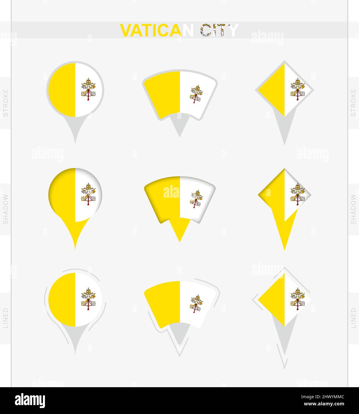 Drapeau de la Cité du Vatican, ensemble d'icônes d'emplacement du ...