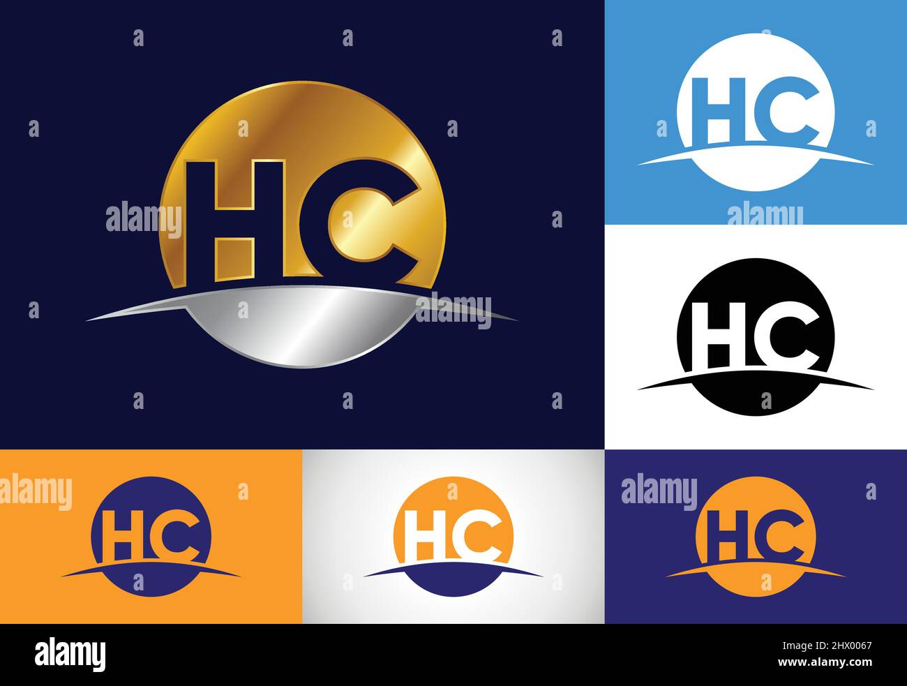 Lettre initiale H C logo Design Vector. Symbole alphabétique graphique ...
