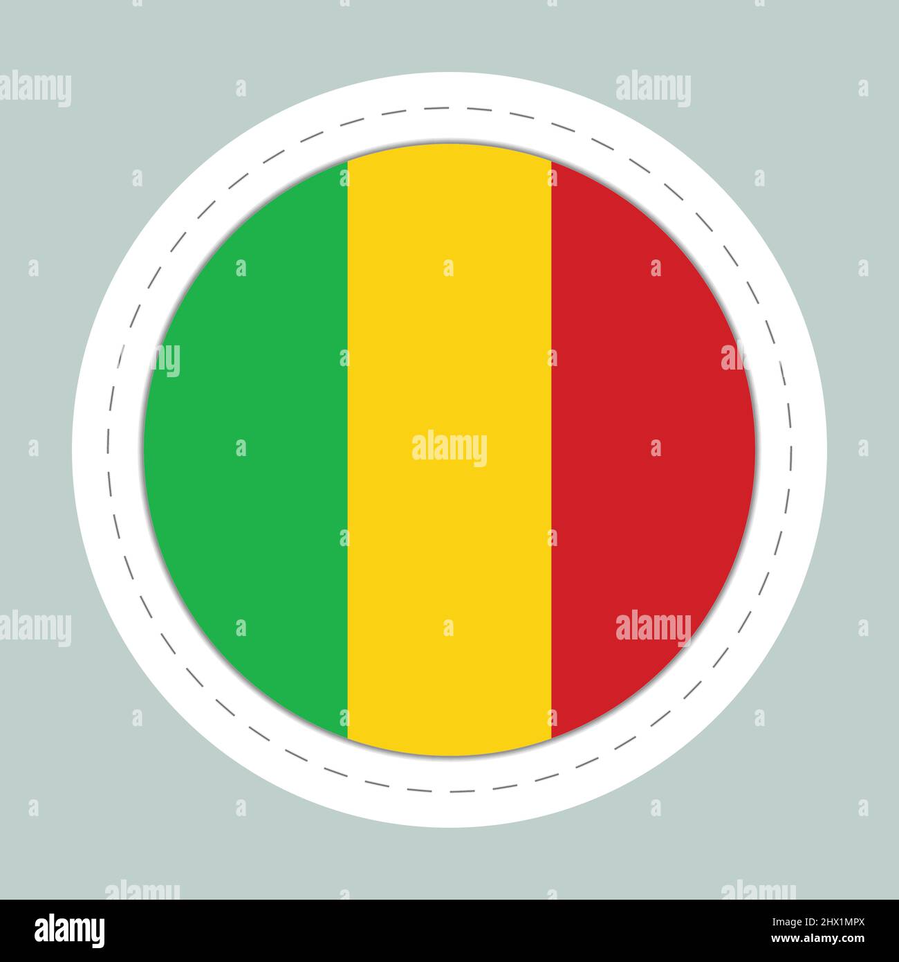 Boule d'autocollant avec drapeau du Mali. Sphère ronde, icône de modèle ...