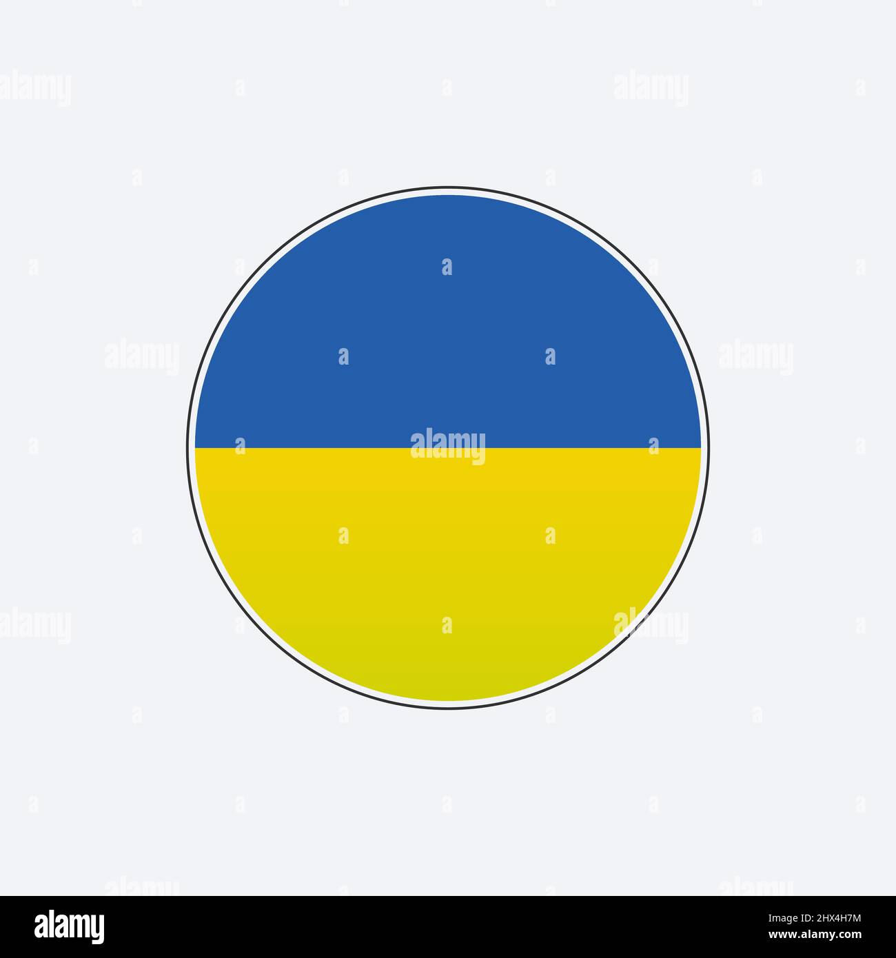 Icône ronde de vecteur de drapeau ukrainien isolée sur fond blanc. Le ...