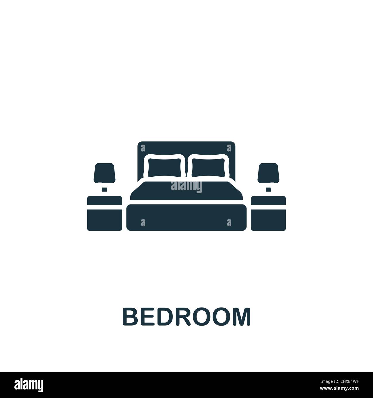 Icône de la chambre. Icône Chambre simple monochrome pour modèles, web ...