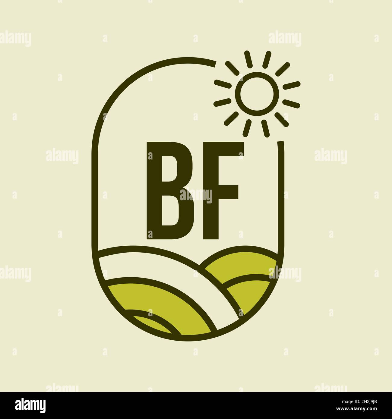 Logo agricole sur le modèle d'emblème BF. Lettre BF Agro Farm ...