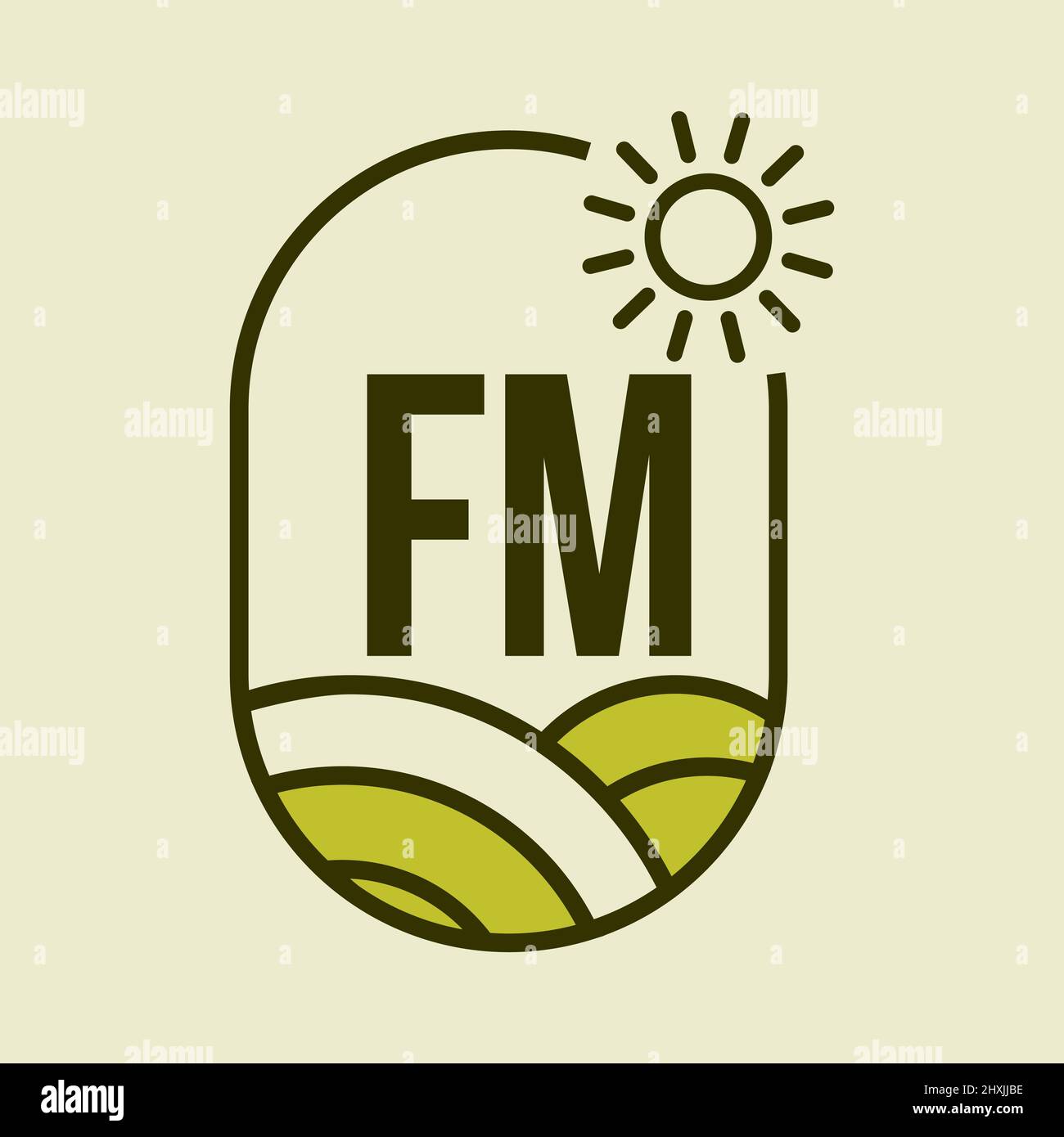 Logo agricole sur le modèle d'emblème FM de lettre. Lettre FM Agro Farm ...
