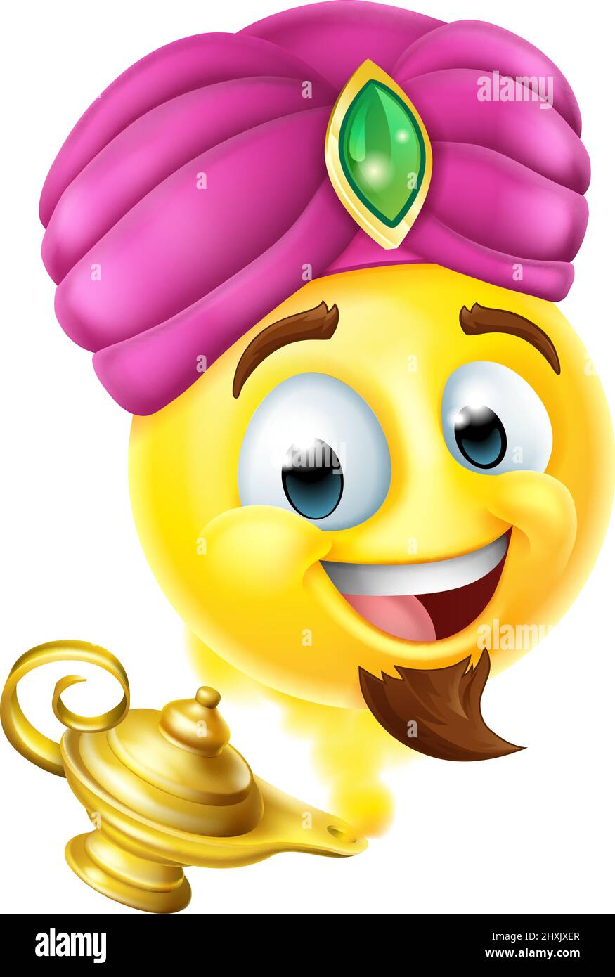 Genie lampe Emoticon face du dessin animé Image Vectorielle Stock - Alamy