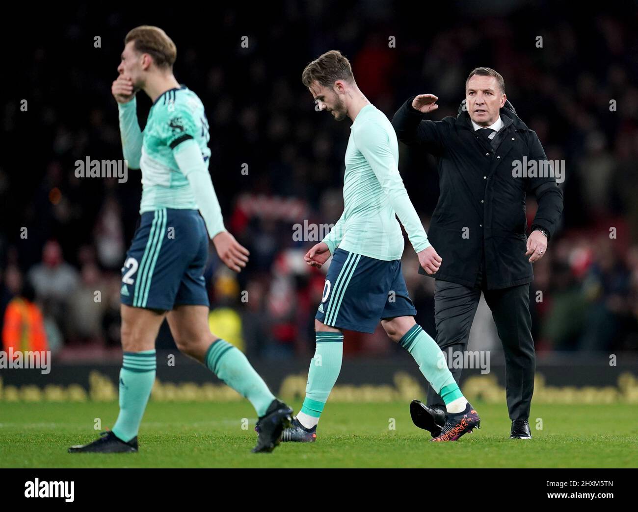 Brendan Rodgers, directeur de Leicester City, et James Maddison à temps ...