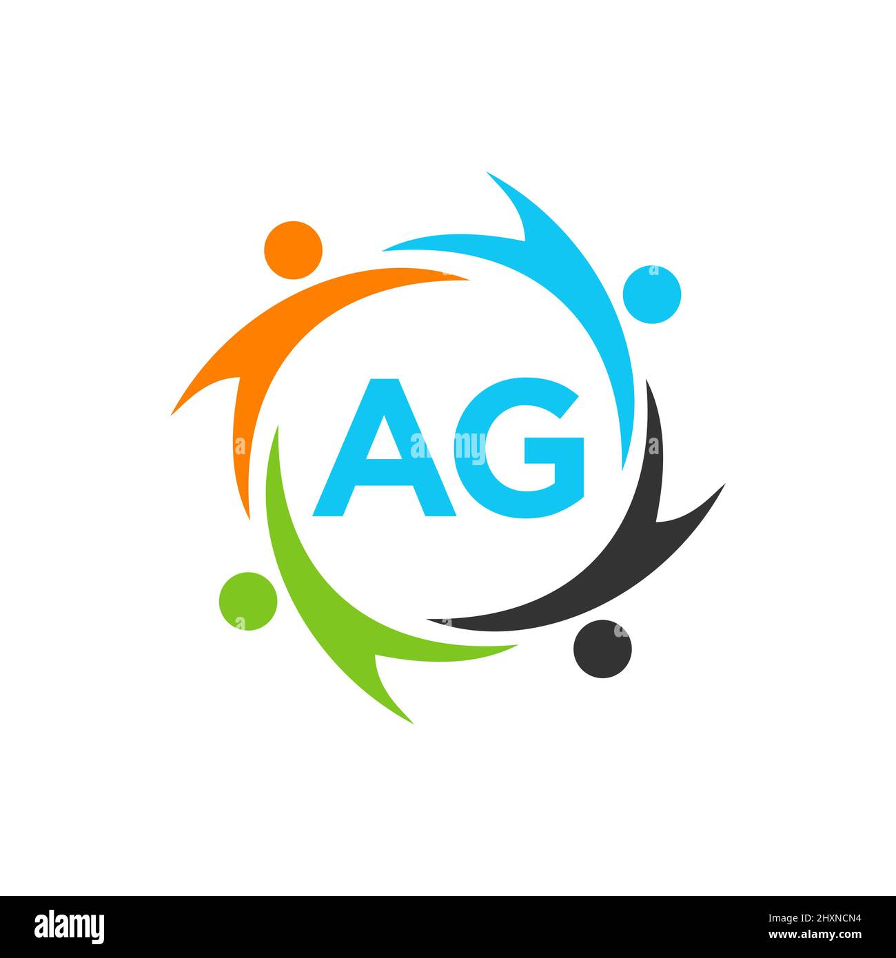 Modèle de logo Charity sur Letter AG, initial Unity Foundation Human ...