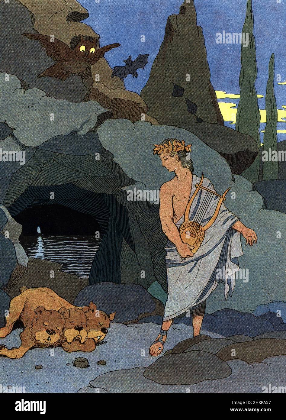 « Le poete Orphee et sa lyre endort Cerbere le chien a trois tetes ...