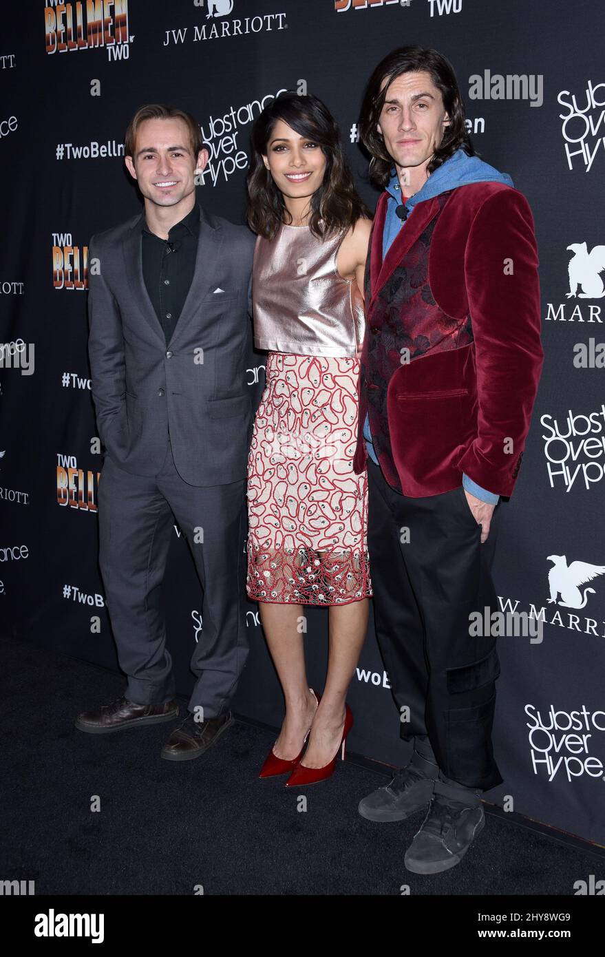 Caine Sinclair, Freida Pinto et William Spencer arrivent pour la ...