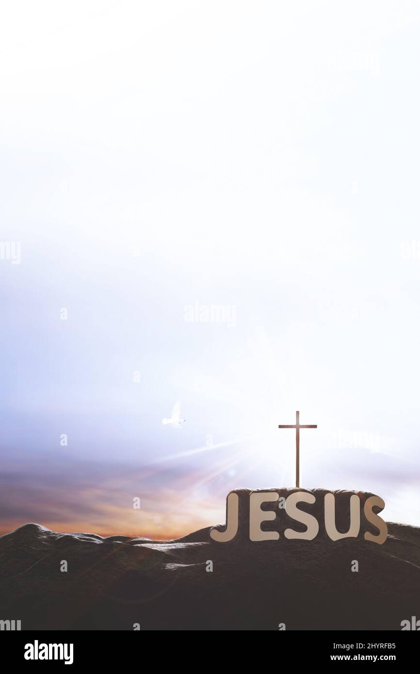 La sainte croix de Jésus-Christ qui brille à travers le ciel et les ...