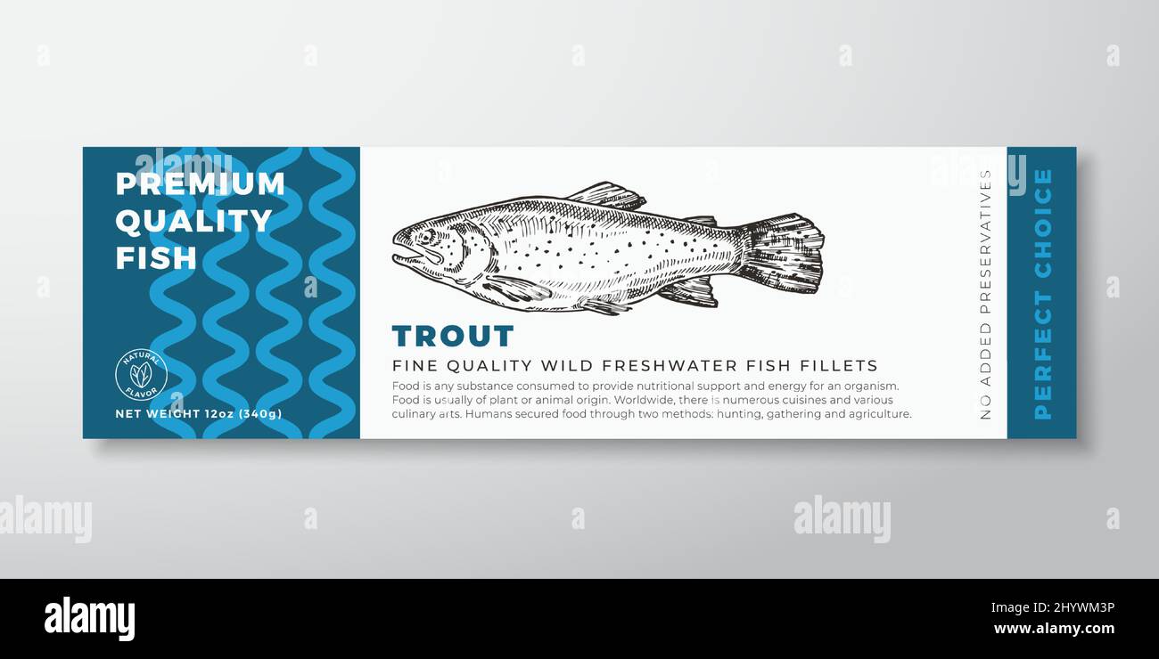 Qualité supérieure Trout Vector Packaging Label Design Typographie ...