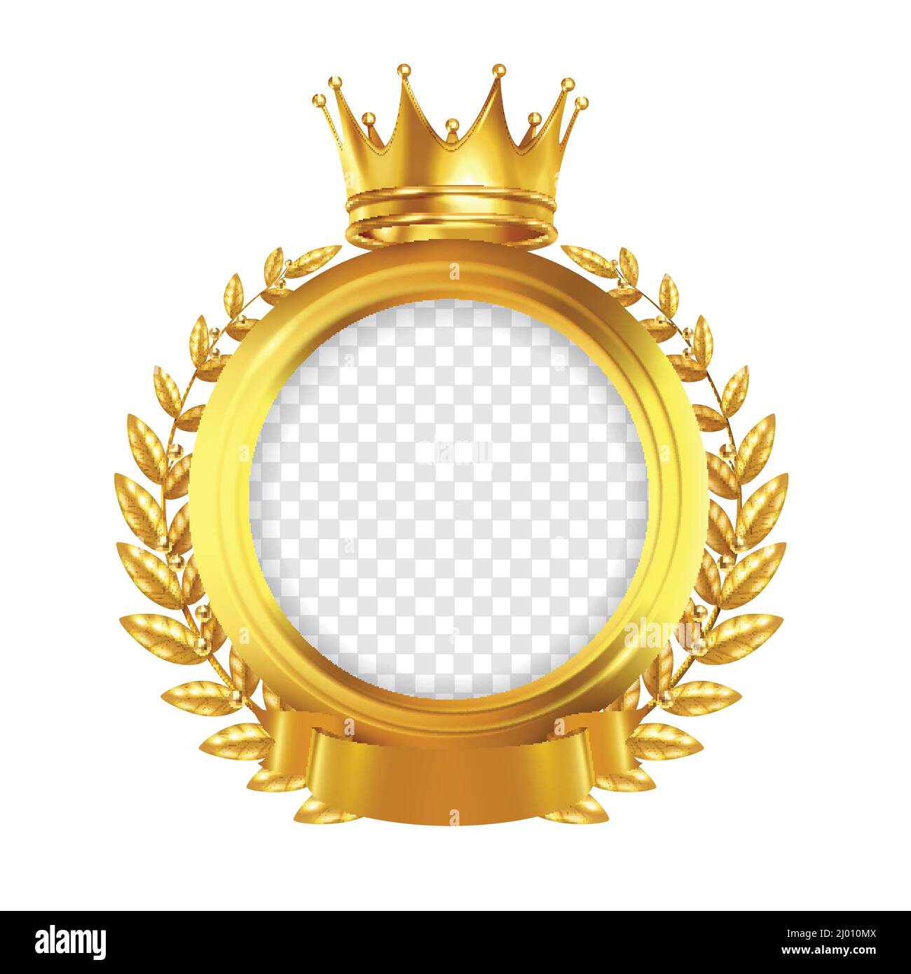 Cadre rond doré décoré de ruban pour couronne et couronne de conception ...