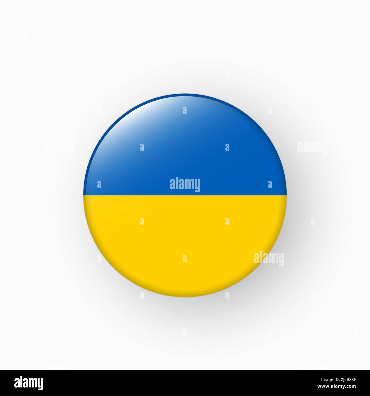 Drapeau de l'Ukraine bouton rond brillant avec ombre, image vectorielle ...