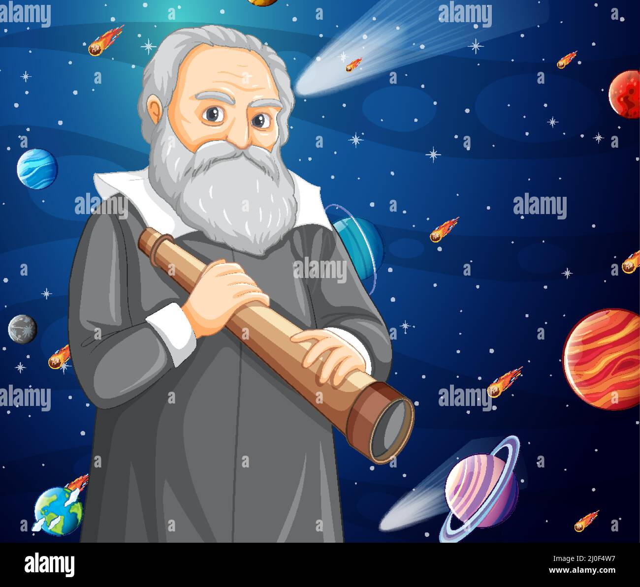 Portrait de Galileo Galilei en dessin animé Image Vectorielle Stock - Alamy