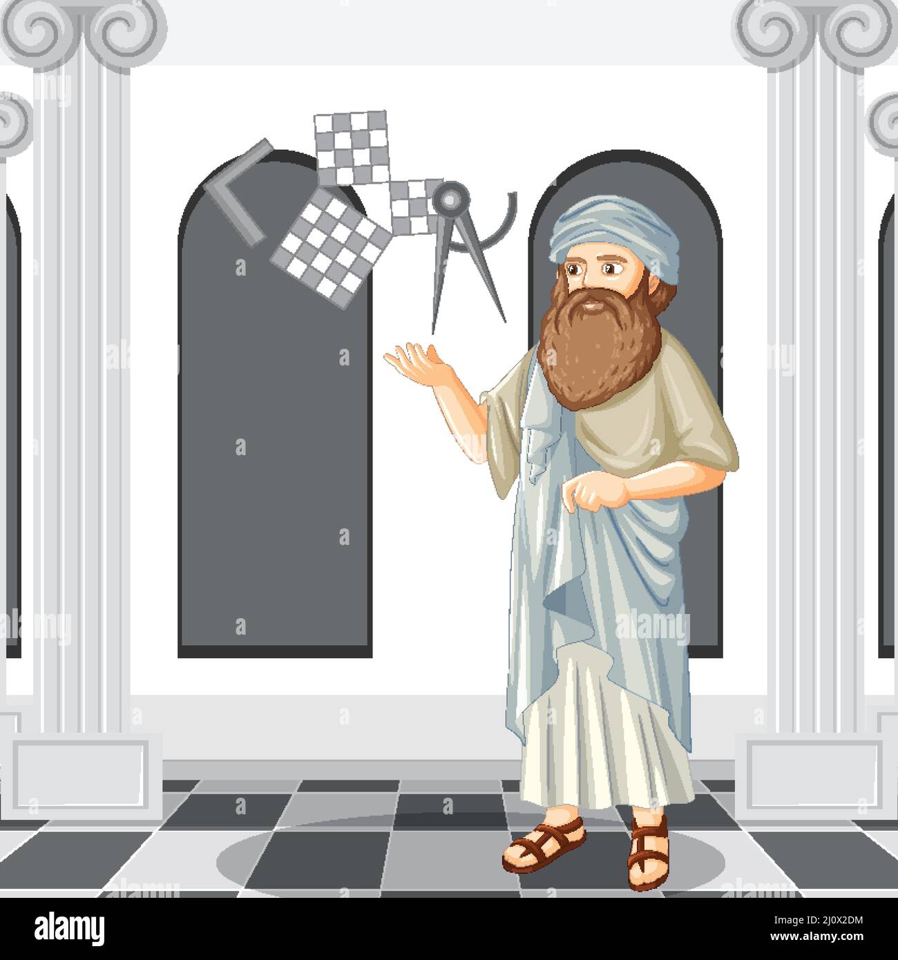 Pythagoras philosophe dans l'illustration de style dessin animé Image ...