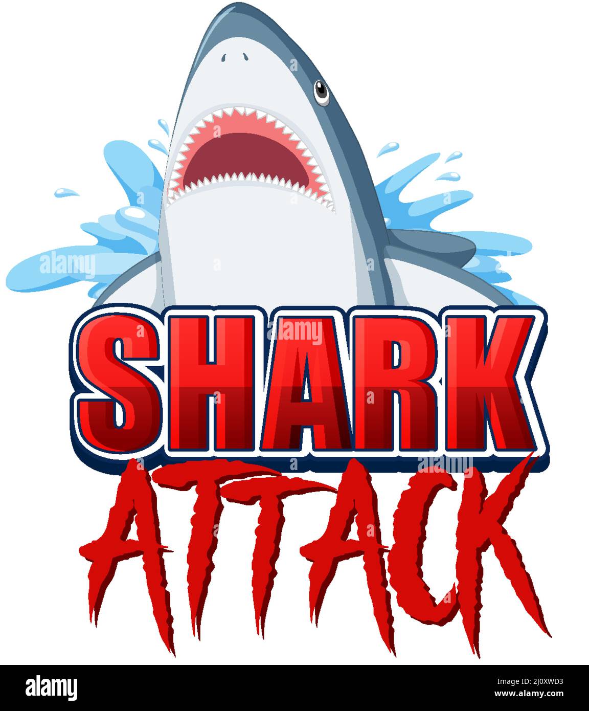 Logo de police Shark Attack avec dessin animé agressif Shark Image ...