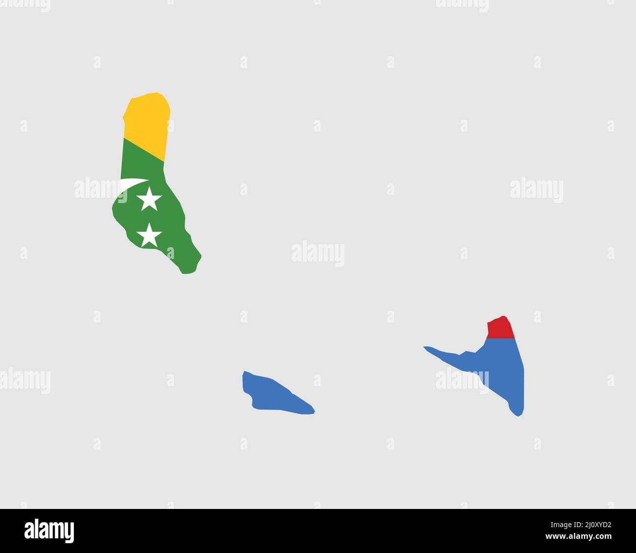 Drapeau de carte des Comores. Carte des Comores avec la bannière ...