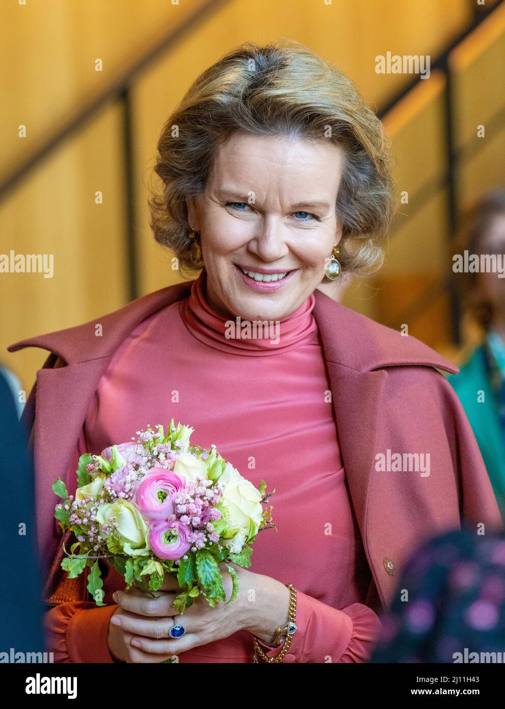 La reine Mathilde de Belgique lors d'une visite à la chapelle musicale ...