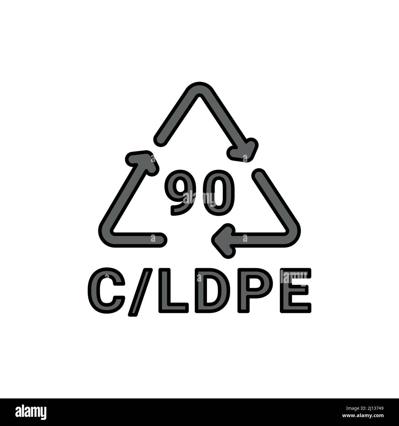 Recyclage des composites C LDPE 90 icône de ligne. Code de consommation ...