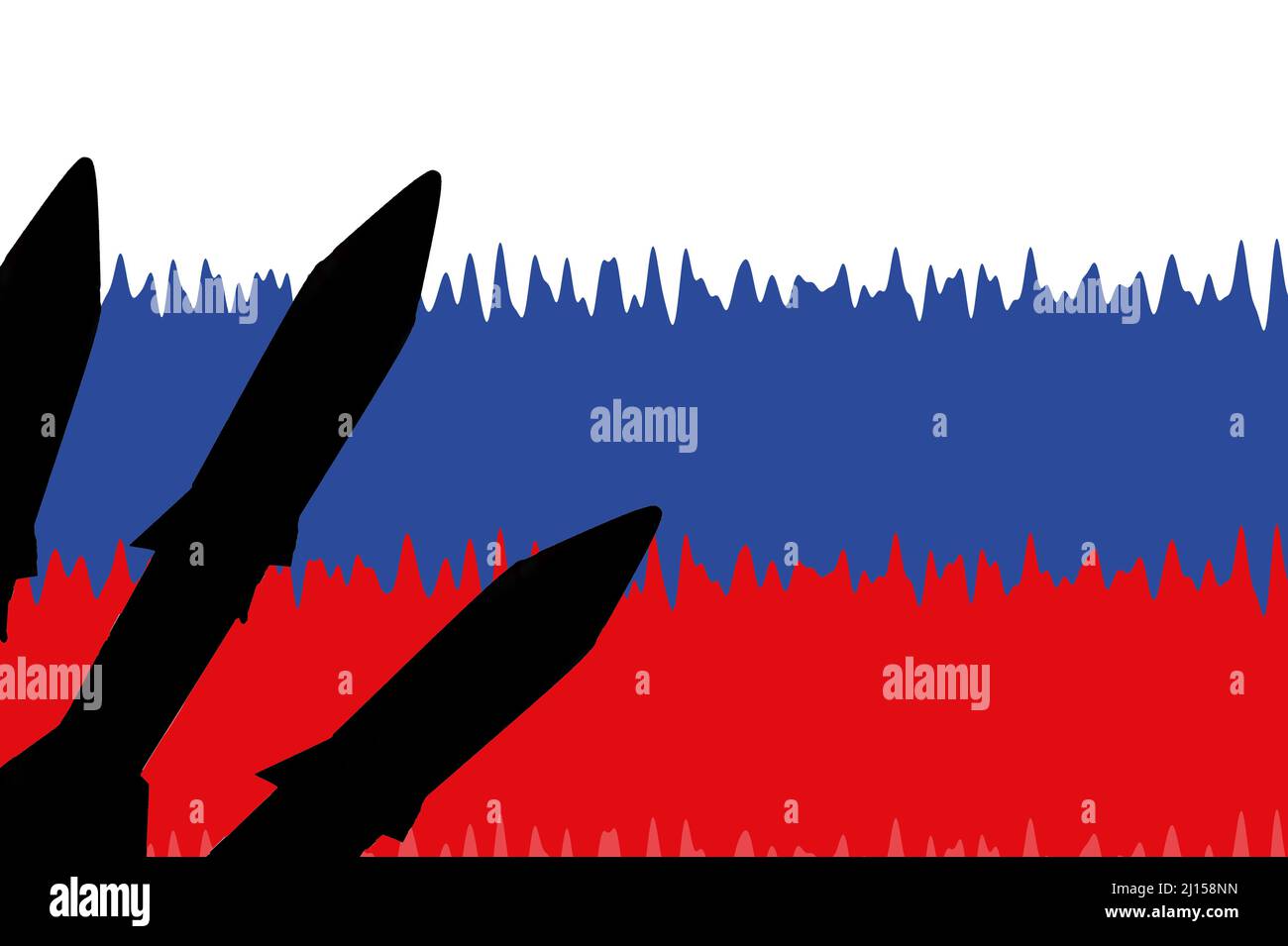 Russie. Armes nucléaires. Drapeau de la Russie avec symbole de l'arme ...