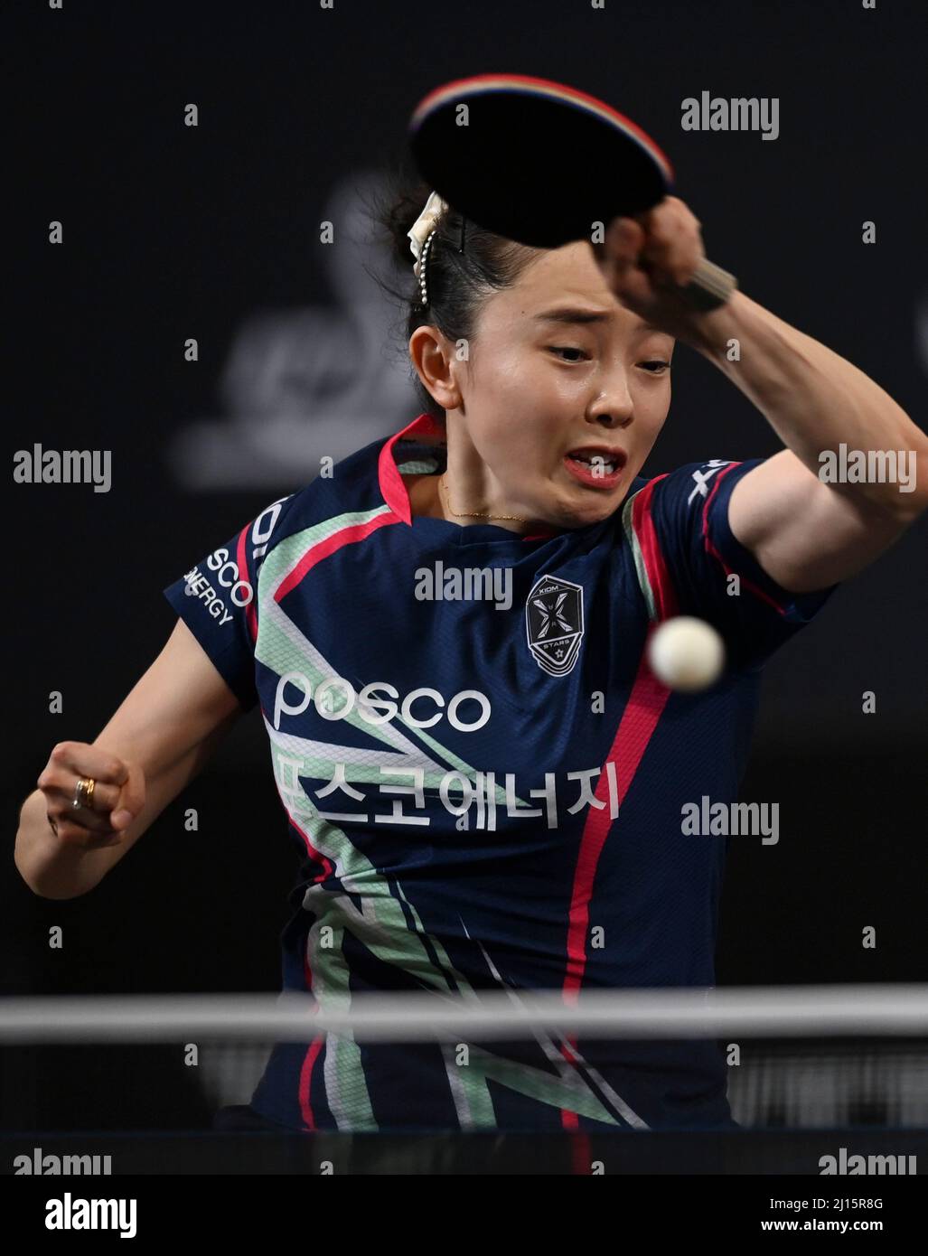 Doha, Qatar. 22nd mars 2022. Jeon Jihee de Corée du Sud est en compétition lors du match féminin ...